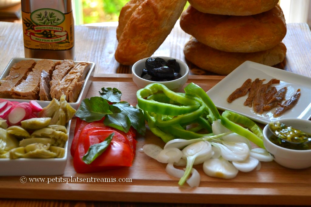 préparation ingrédient pan bagnat | Petits Plats Entre Amis
