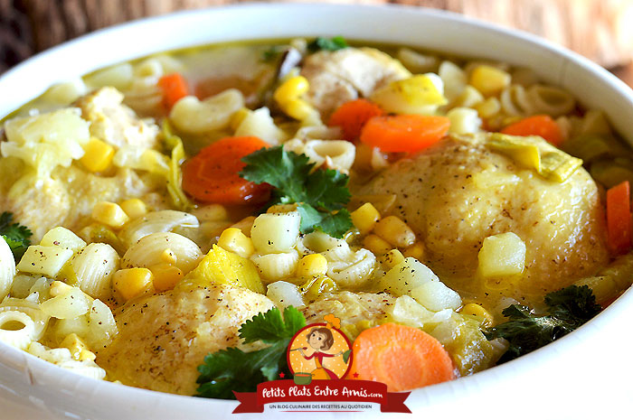 Soupe de pâtes au poulet et légumes | Petits Plats Entre Amis