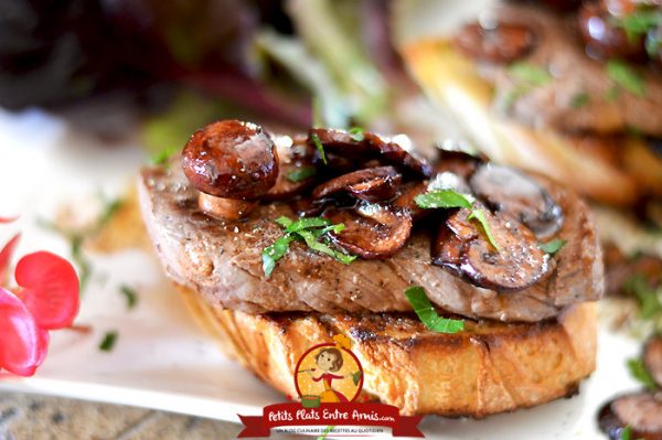 Tranches de rumsteak aux champignons bruns | Petits Plats Entre Amis